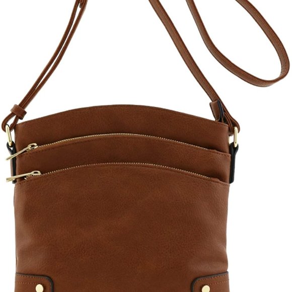 Bags | Triple Zip Pocket Large Crossbody Bag | Poshmark